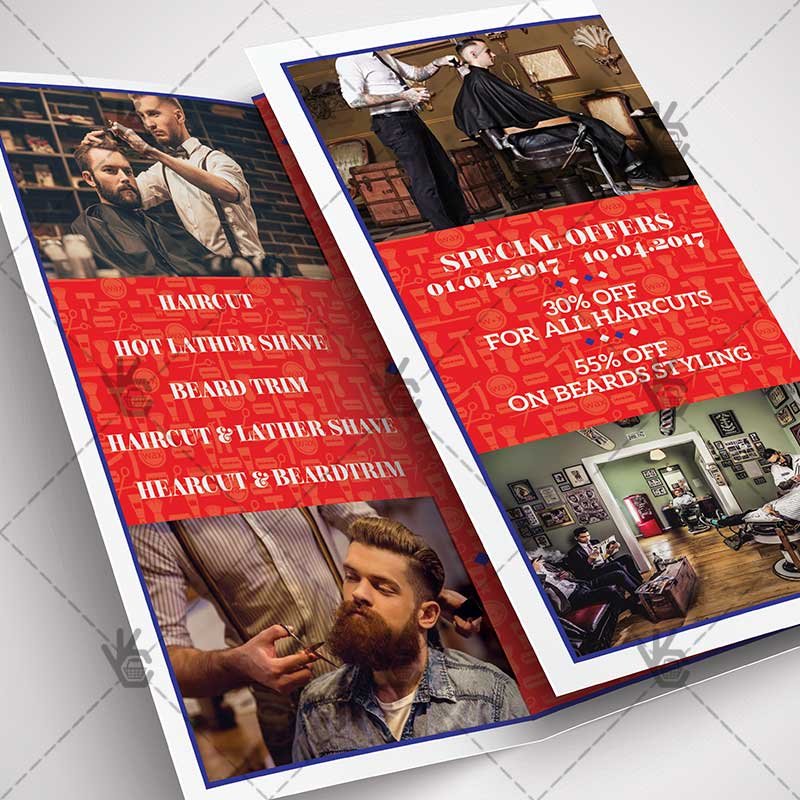 Barber Shop - Premium Tri-fold PSD/AI Brochure Template