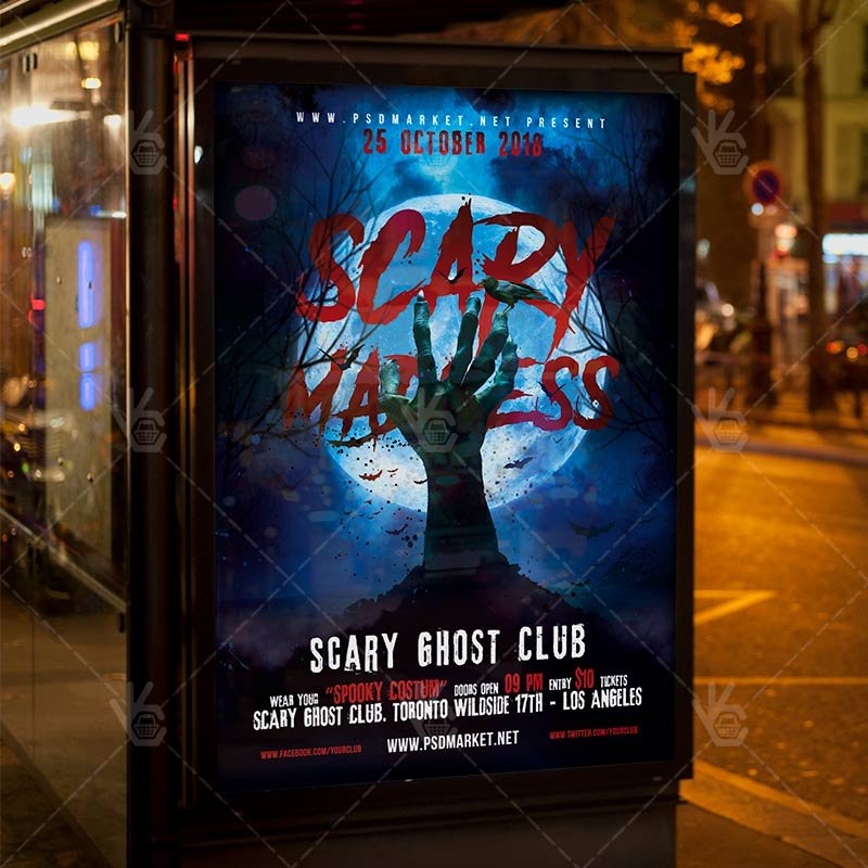 Halloween Scary Madness - Seasonal Flyer PSD Template | PSDmarket