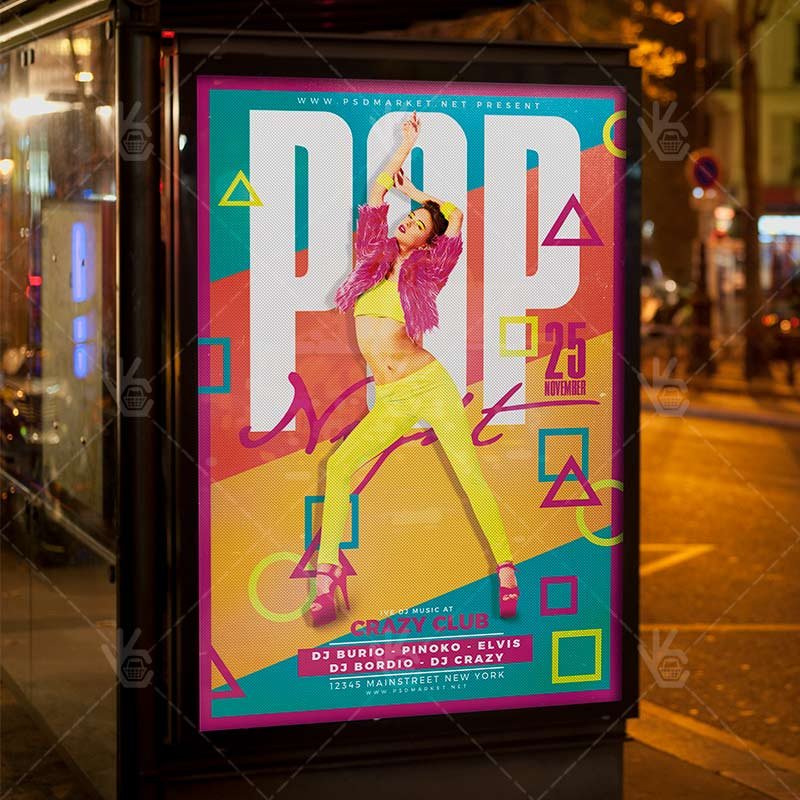 Pop Night - Club Flyer PSD Template | PSDmarket