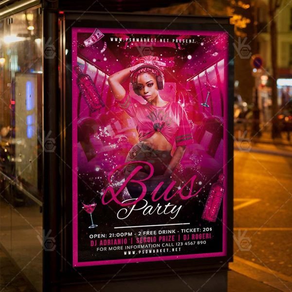 Party Bus Event Club Flyer PSD Template PSDmarket