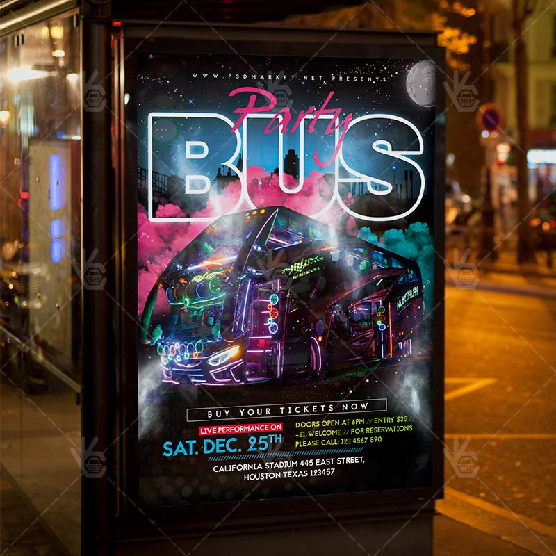Party Bus Club Flyer PSD Template PSDmarket