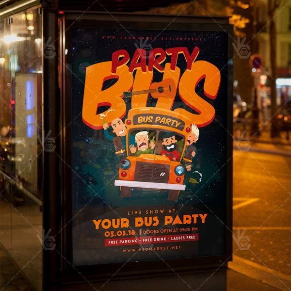 Party Bus Night - Club Flyer PSD Template | PSDmarket