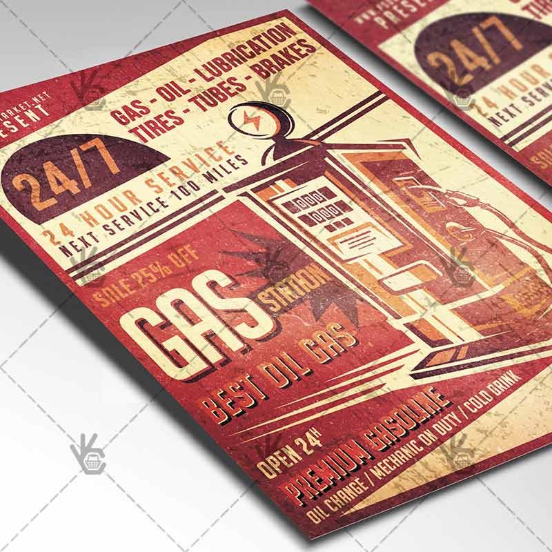 Vintage Gas Station - Business Flyer PSD Template | PSDmarket
