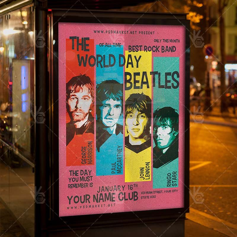 The Beatles Day - Club Flyer PSD Template | PSDmarket