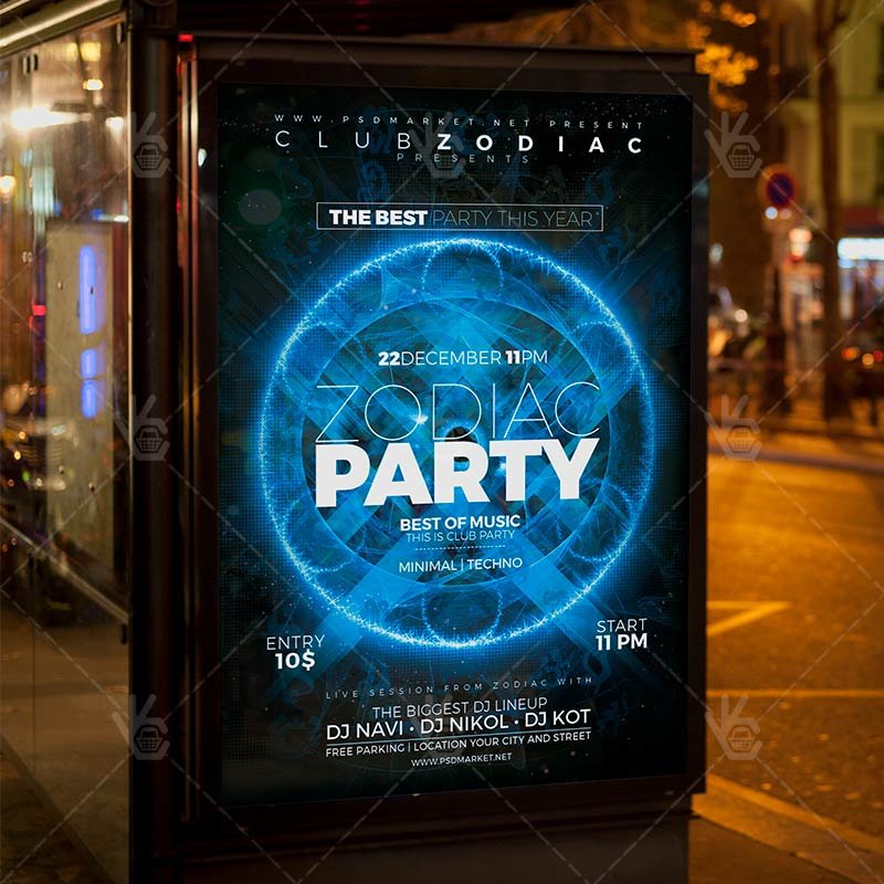Zodiac Party Night - Club Flyer PSD Template | PSDmarket