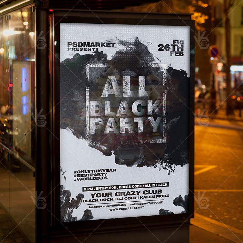 All Black Party - Club Flyer PSD Template | PSDmarket