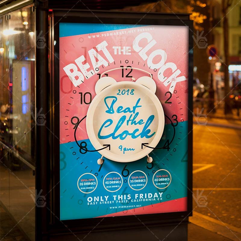 Beat The Clock - Club Flyer PSD Template | PSDmarket