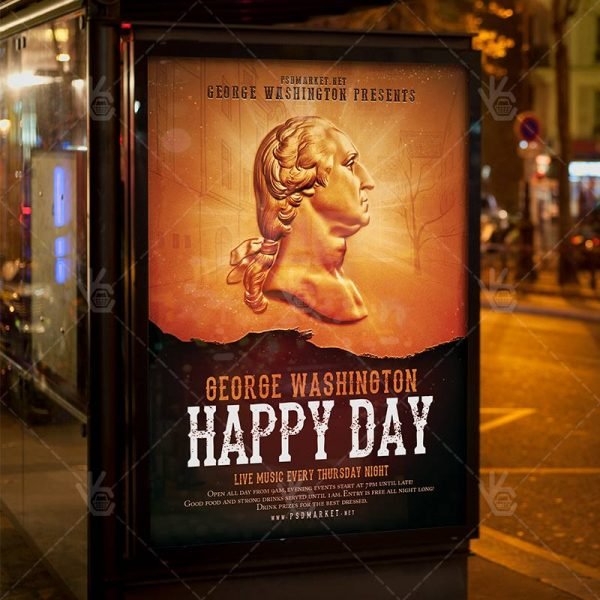 George Washington Day - American Flyer PSD Template | PSDmarket