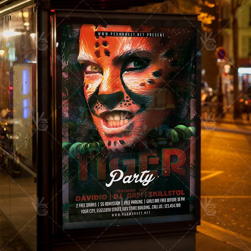 Download Tiger Party Flyer - PSD Template | PSDmarket