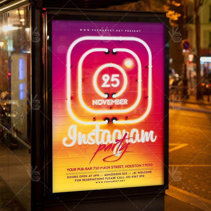 Download Instagram Party Flyer - PSD Template | PSDmarket