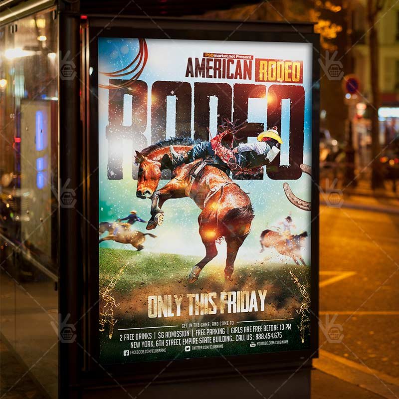Download American Rodeo Flyer - PSD Template | PSDmarket