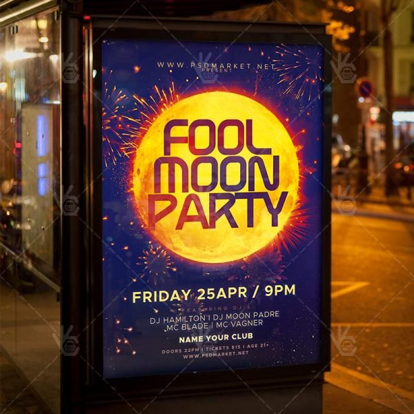 Full Moon Party Flyer - PSD Template | PSDmarketAfrican Flyer