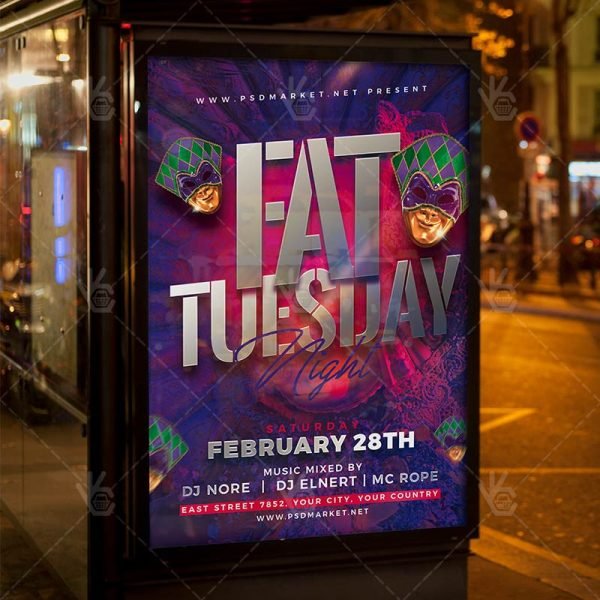 Download Fat Tuesday Night Flyer - PSD Template | PSDmarket