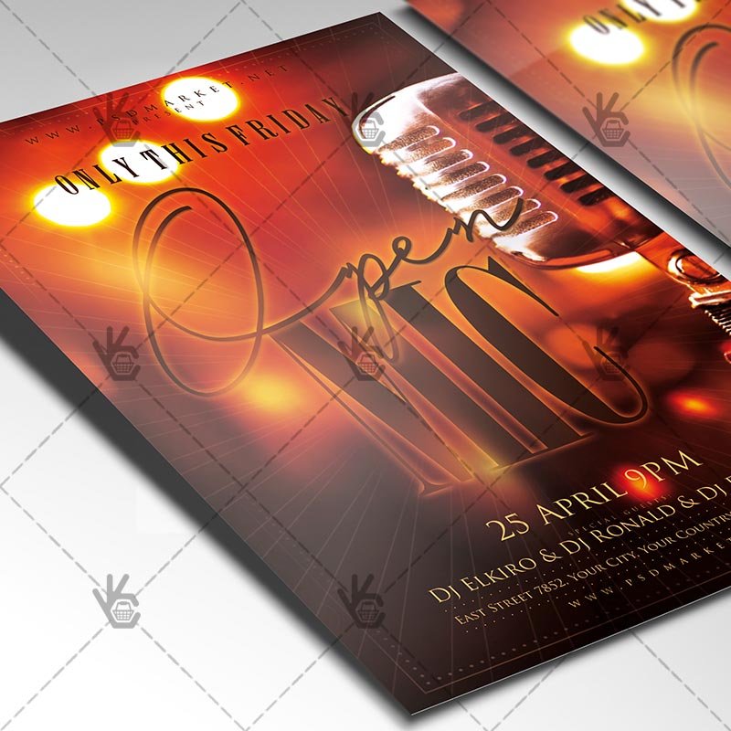 Download Open Mic Flyer - PSD Template | PSDmarket