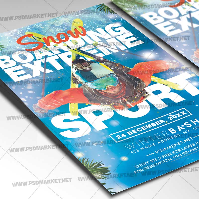 Snowboarding Extreme Sport Flyer - PSD Template | PSDmarket