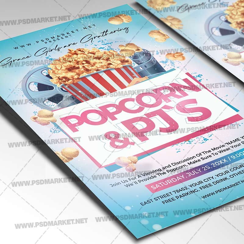 Download Popcorn PJ`s Flyer - PSD Template | PSDmarket