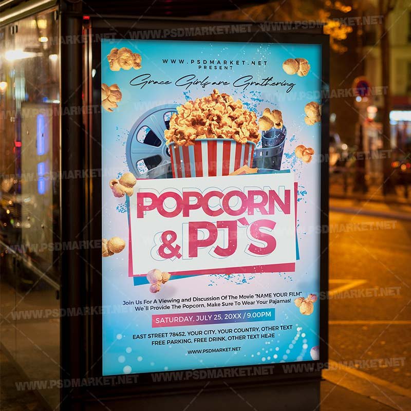 Download Popcorn PJ`s Flyer - PSD Template | PSDmarket