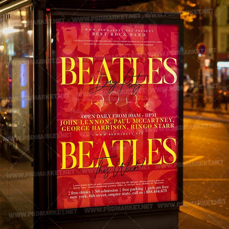 Download Beatles Event Party Flyer - PSD Template | PSDmarket