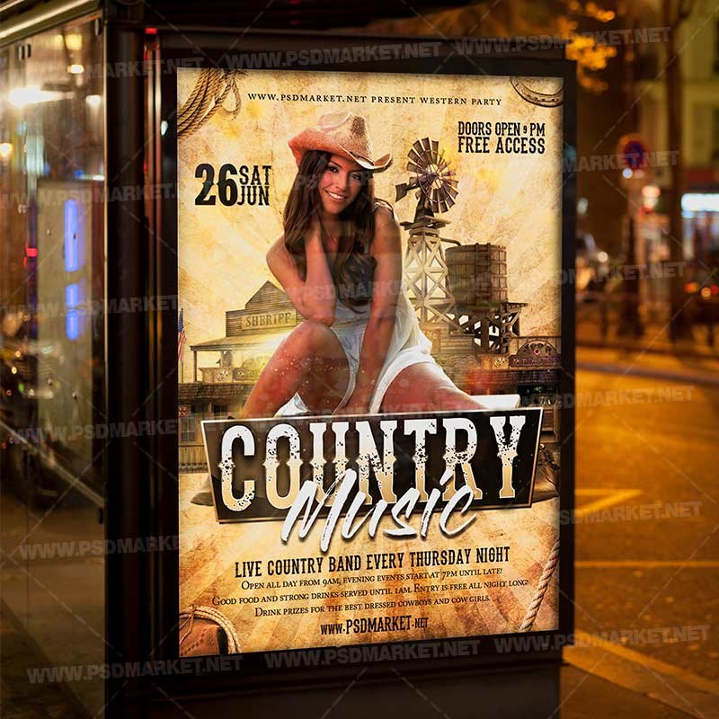 Download Country Music Party Template - Flyer PSD | PSDmarket