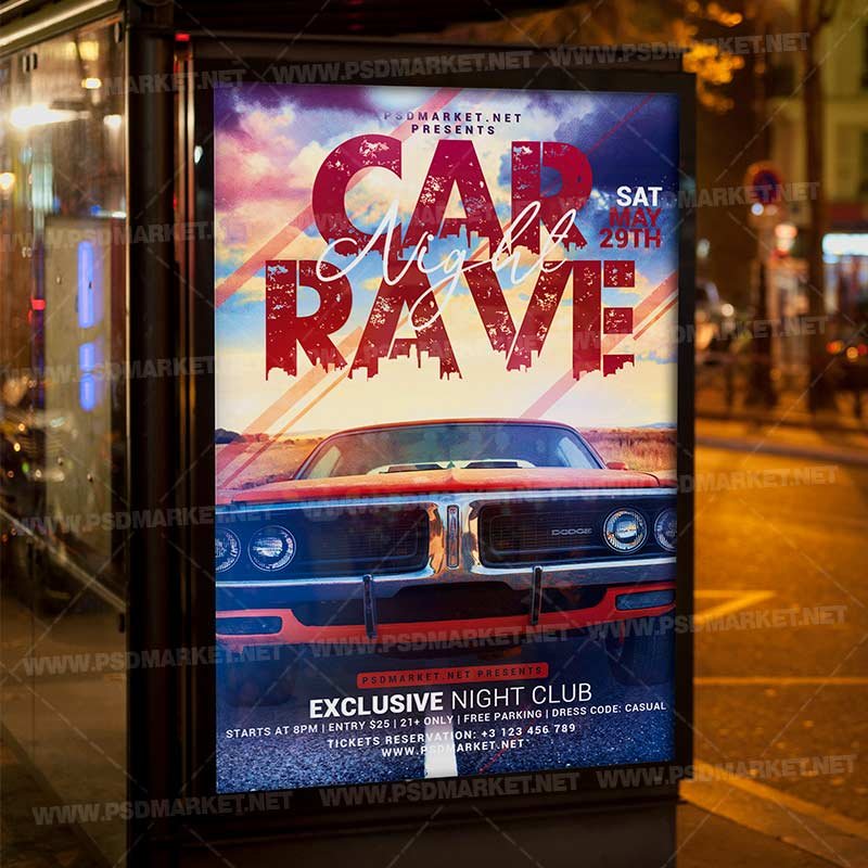 Download Car Rave Night Template - Flyer PSD | PSDmarket