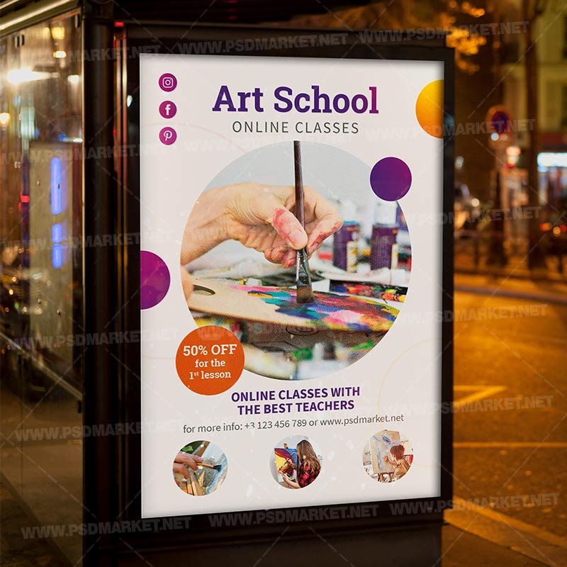 Download Art School Template - Flyer PSD | PSDmarket