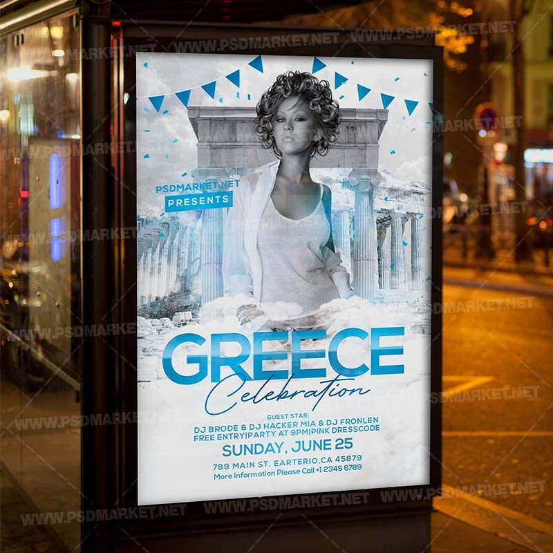 Download Greece Party Template - Flyer PSD | PSDmarket