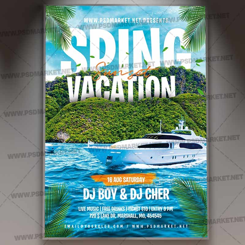 Download Spring Vacation Template - Flyer PSD | PSDmarket