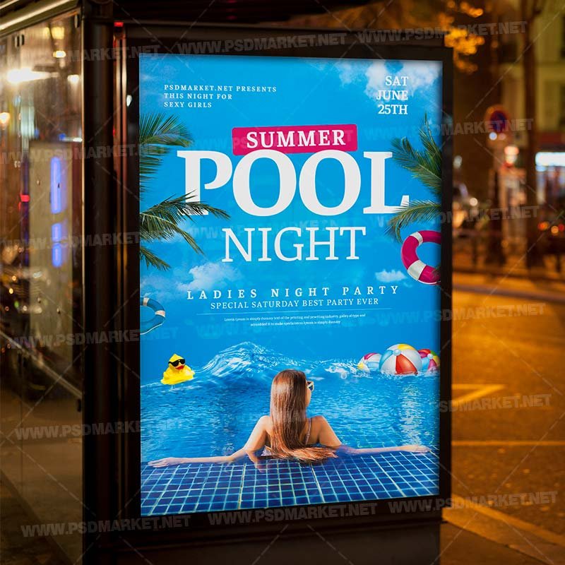 Download Pool Night Template - Flyer PSD | PSDmarket