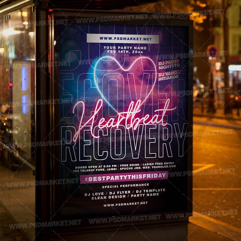 Download Heartbeat Recovery Party Template - Flyer PSD | PSDmarket