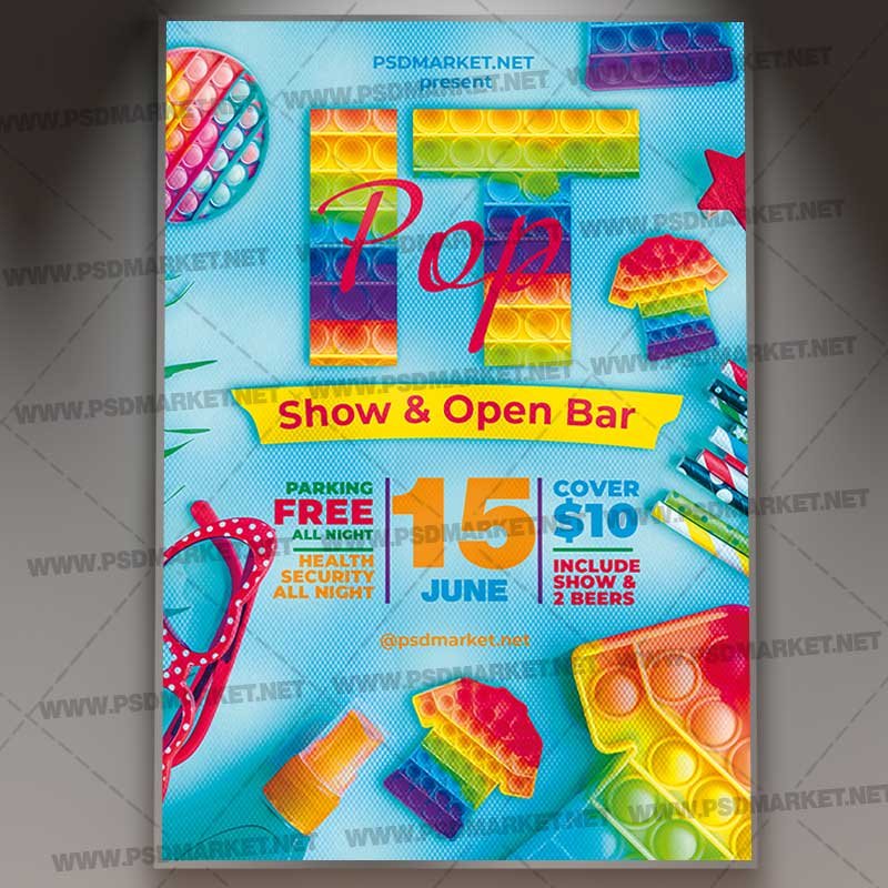 Download Pop It Template Flyer PSD | PSDmarket