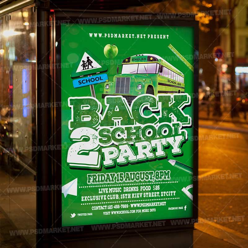 Download Back 2 School Event Party Template - Flyer PSD | PSDmarket