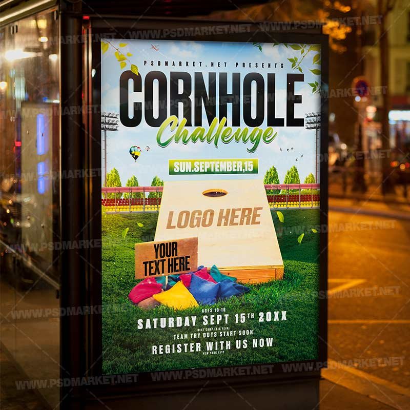 Download Cornhole Challenge Template - Flyer PSD | PSDmarket