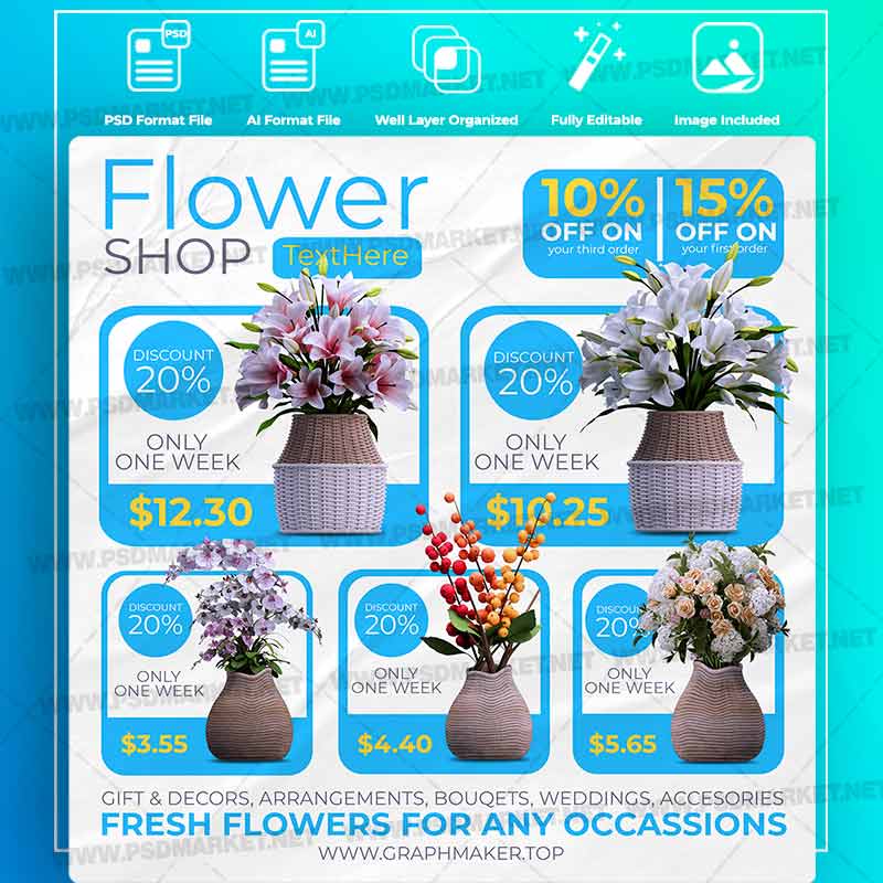 Download Flower Store Templates in PSD & Vector | PSDmarket