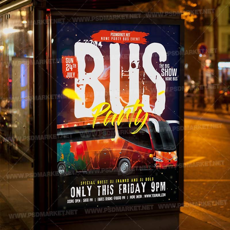 Download Party Bus Event PSD Template Flyer | PSDmarket