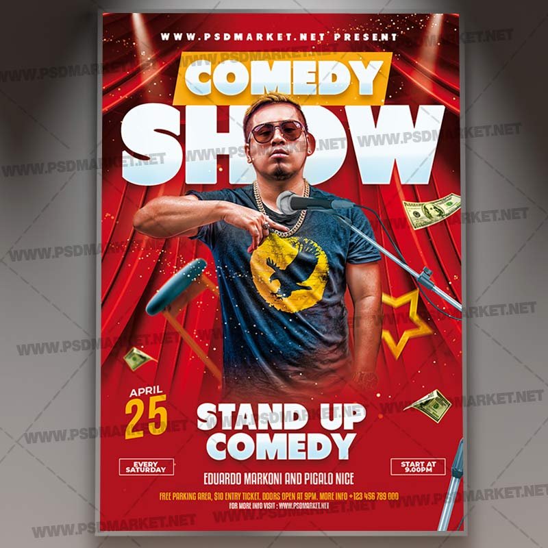 Download Comedy Night PSD Template Flyer PSD | PSDmarket
