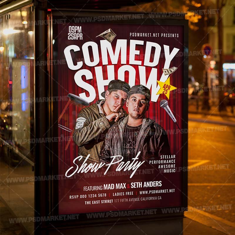 Download Comedy Show PSD Template Flyer PSD | PSDmarket