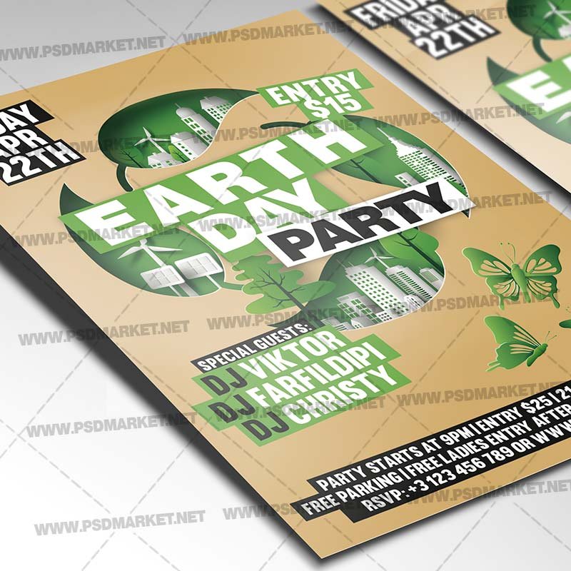 Download Earth Day Party PSD Template Flyer | PSDmarket