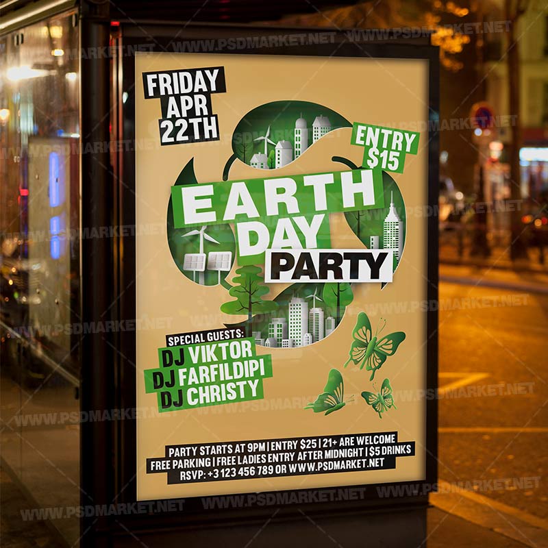 Download Earth Day Party PSD Template Flyer | PSDmarket