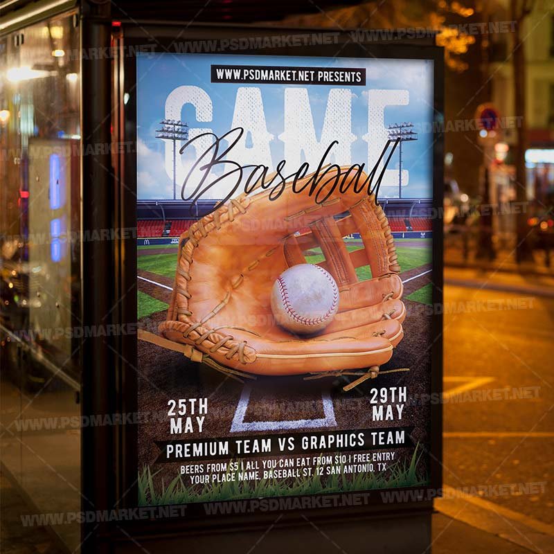 Download Baseball PSD Template Flyer | PSDmarket