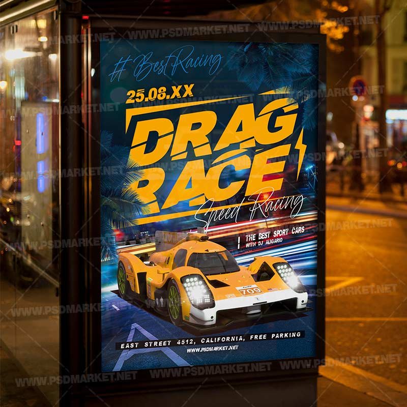 Download Drag Race PSD Template Flyer | PSDmarket