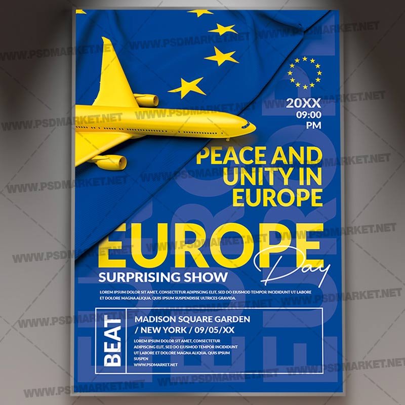 Download Europe Day Party PSD Template Flyer | PSDmarket