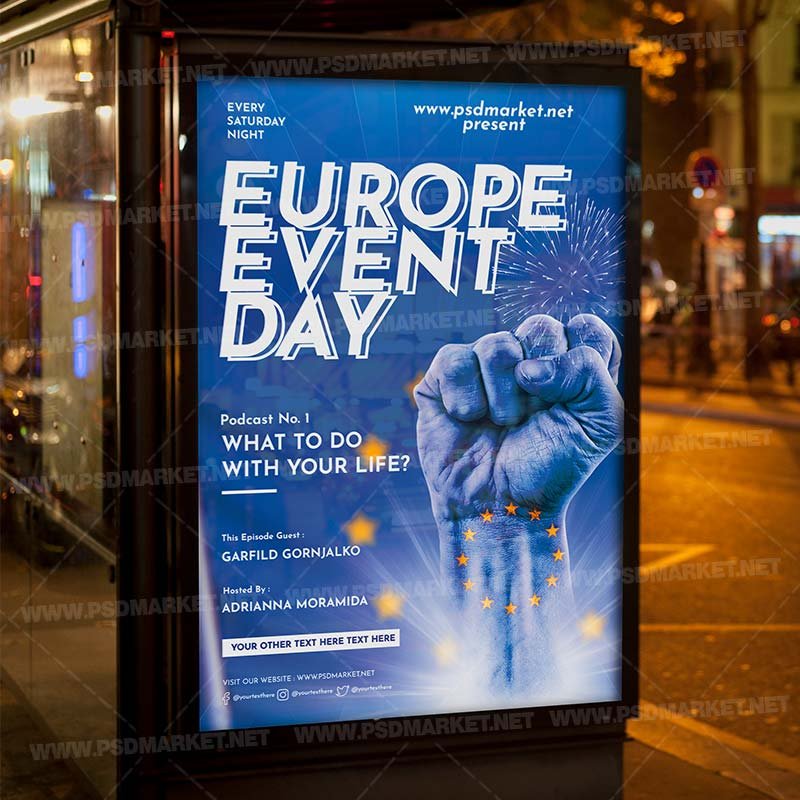 Download Europe Event Day PSD Template Flyer | PSDmarket