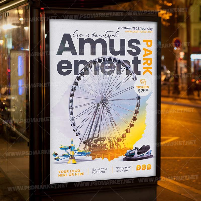 Download Amusement Park PSD Template Flyer | PSDmarket