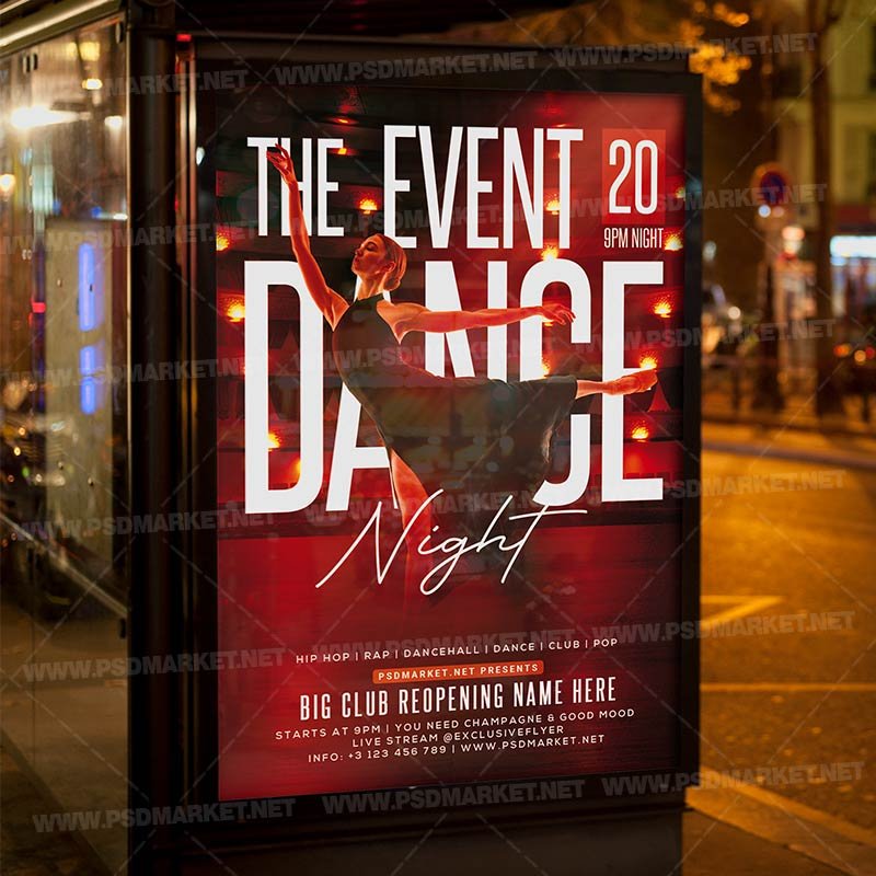 Download Dance Night PSD Template Flyer | PSDmarket
