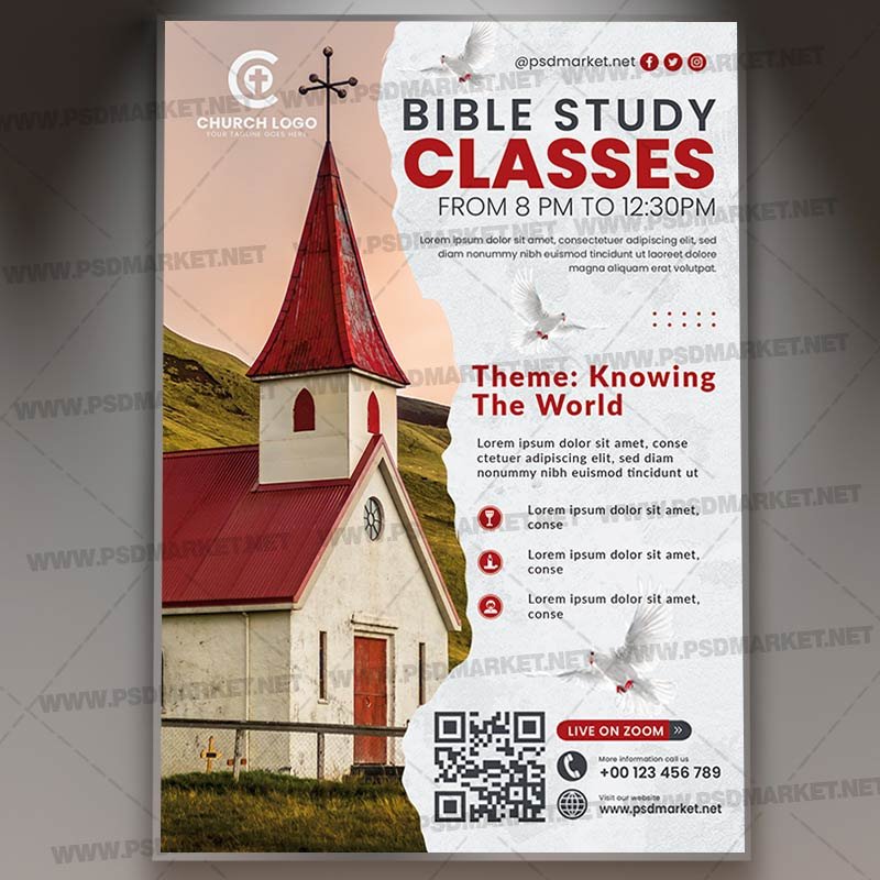 Download Bible Study Classes PSD Template Flyer | PSDmarket