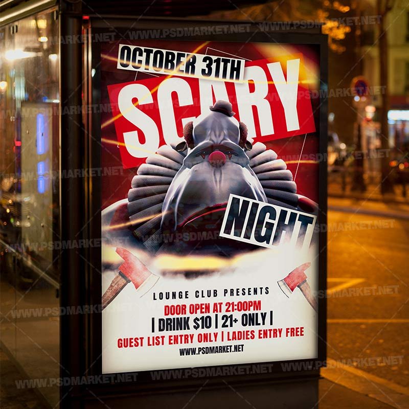 Scary Night Party PSD Template Flyer | PSDmarket