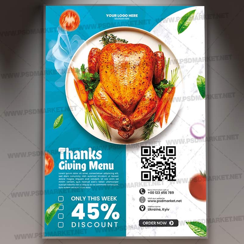 Thanks Giving Menu Event PSD Template : u/psdmarket_net