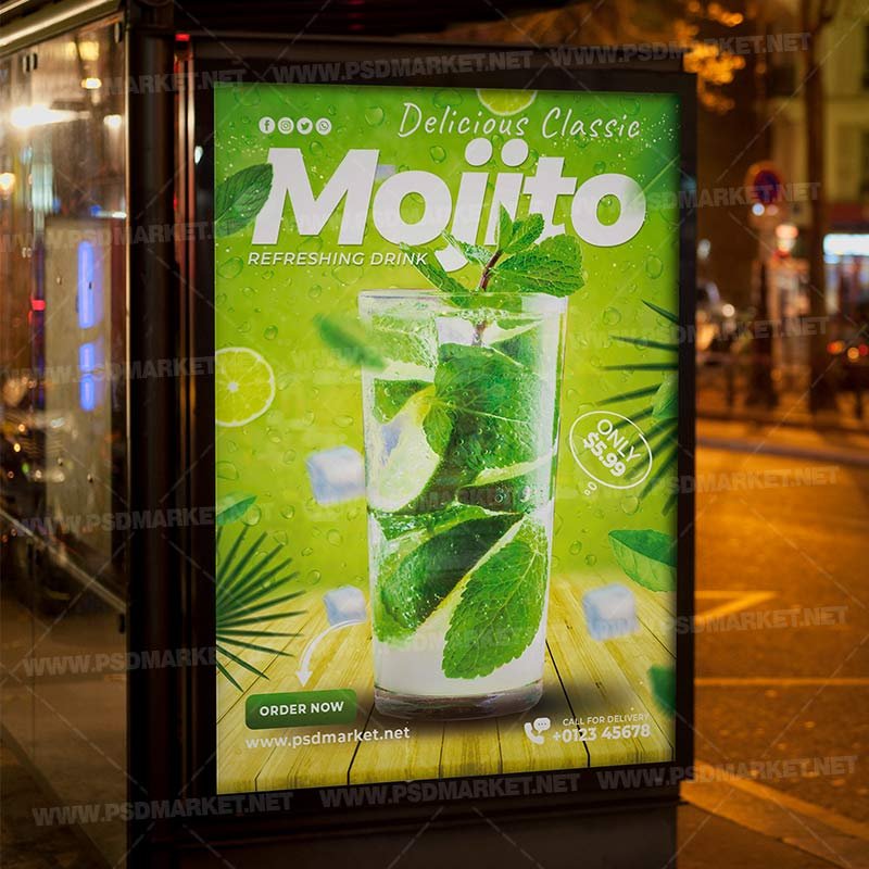 Download Mojito Party Drink PSD Template Flyer | PSDmarket
