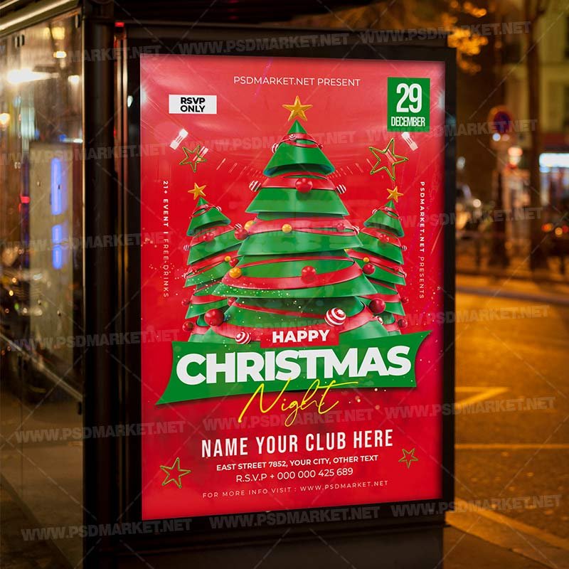 Download Happy Christmas PSD Template Flyer | PSDmarket