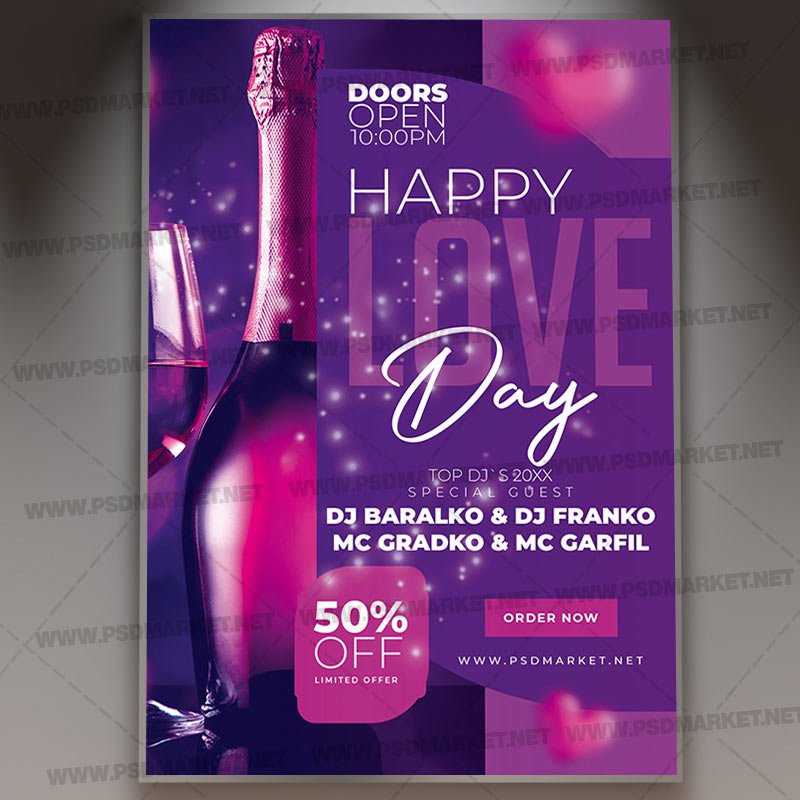 Happy Love Day Card Printable Template : u/psdmarket_net